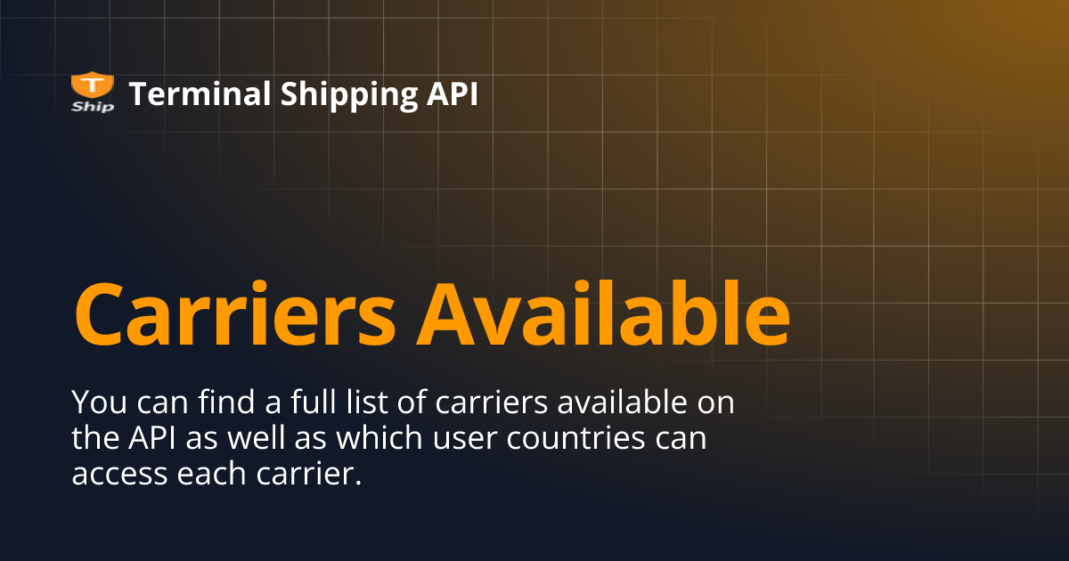 Carriers Available | Terminal Shipping API